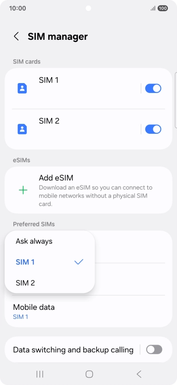 Selecting dual SIM settings on your Samsung Galaxy S25 Ultra Android 15 ...