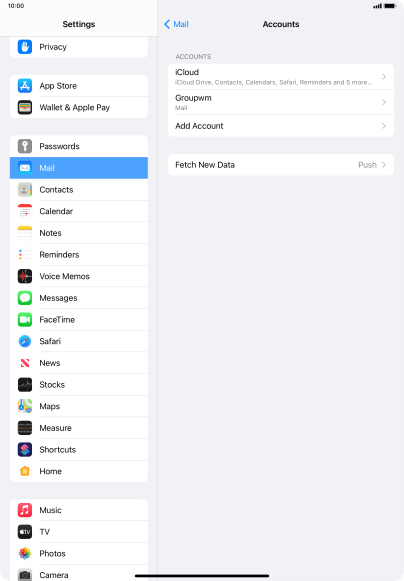 Set up your iPad Air (2020) iPadOS 14.2 for Mail