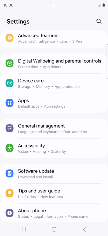Select help function settings on your Samsung Galaxy S24 Ultra Android 14