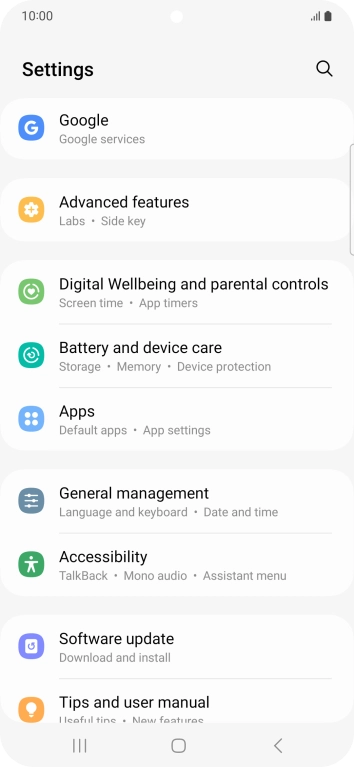 Select help function settings on your Samsung Galaxy S23+ Android 13