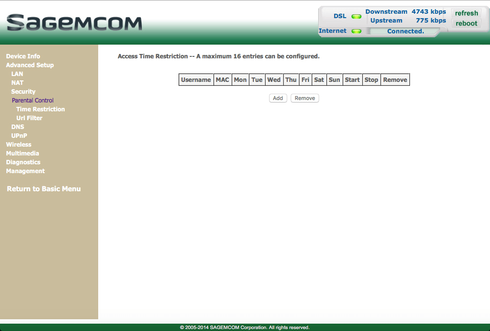 Block websites - Sagemcom Gateway F@ST 3864 - Optus
