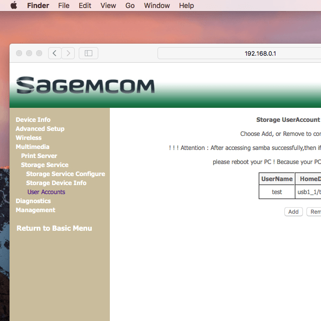 Use file sharing - Sagemcom Gateway F@ST 3864 - Optus