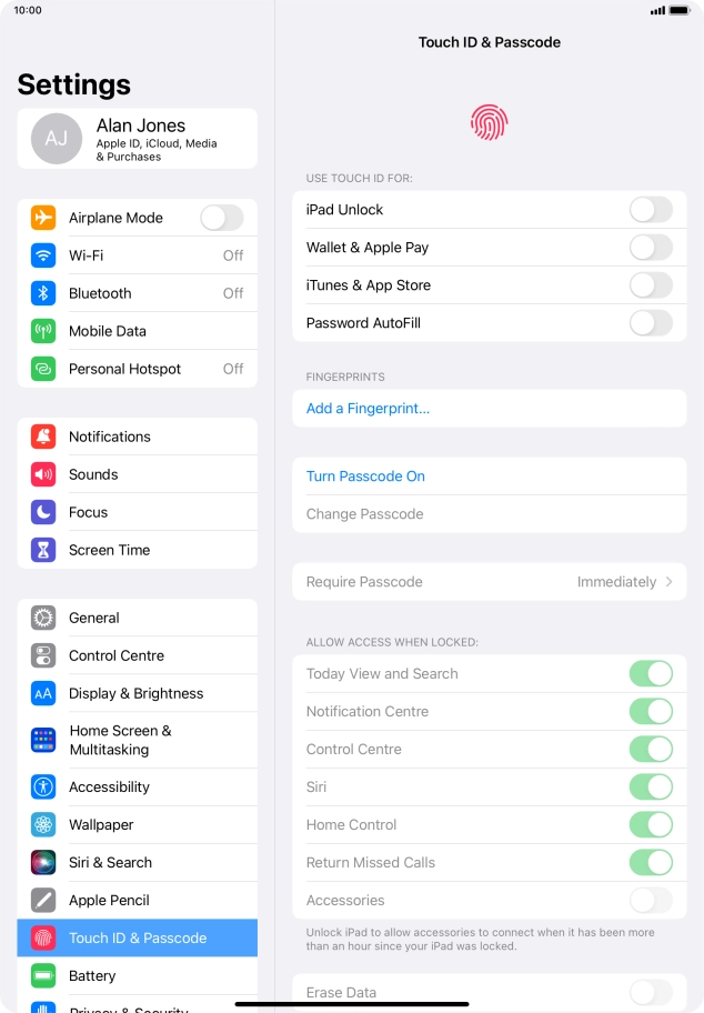 Use Touch ID - Apple iPad (10th Generation) - Optus