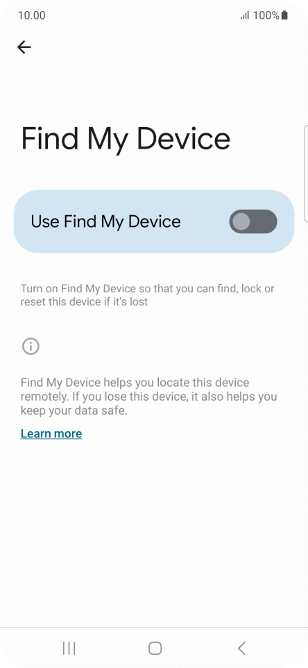 Select settings for Find My Device - Samsung Galaxy S23 - Optus