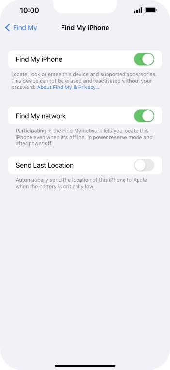 Choose settings for Find My iPhone - Apple iPhone 13 Pro Max - Optus