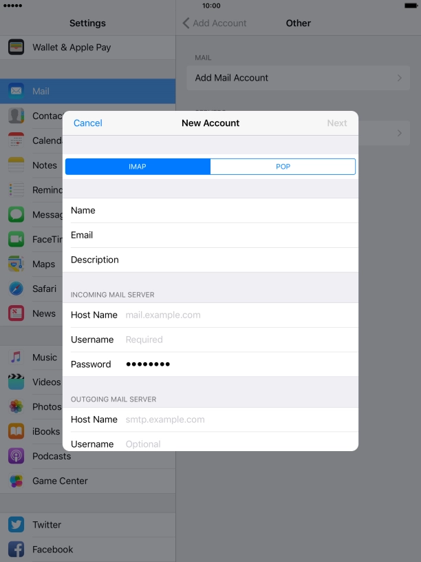 Set up your tablet for IMAP email - Apple iPad Air - Optus