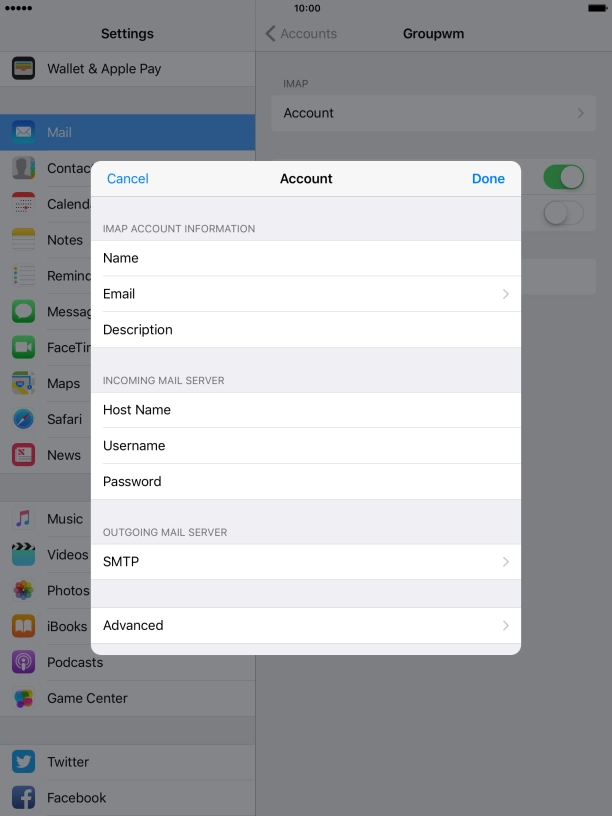 Set up your tablet for IMAP email - Apple iPad Air - Optus