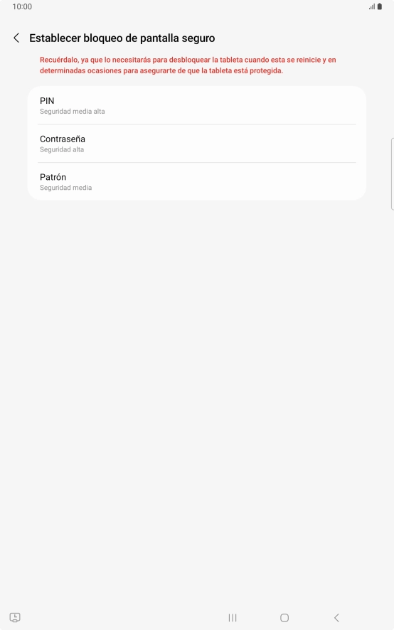 Samsung Galaxy Tab S9 5G - Activa o desactiva el uso del código de seguridad | Ayuda Vodafone