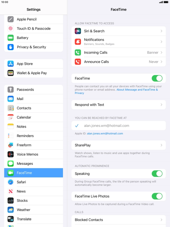 Apple iPad (9th Generation) - Select FaceTime settings | Vodafone UK