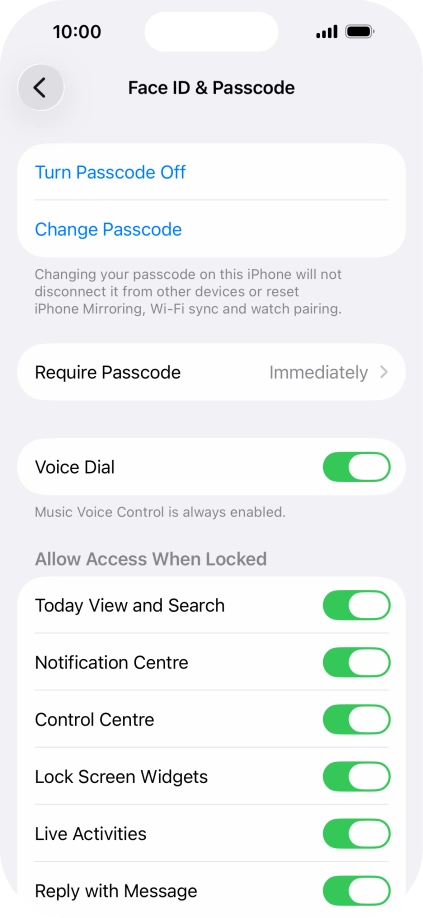Guide for the Apple iPhone 14 Pro - Turn use of phone lock code on or ...