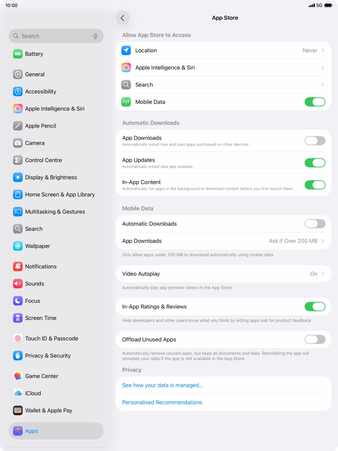 Guide for the Apple iPad Air 13 (M3) (2025) - Turn Offload Unused Apps ...