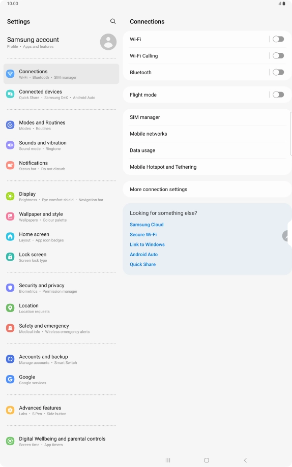 Samsung Galaxy Tab S9 Ultra 5G - Select settings for dual SIM ...