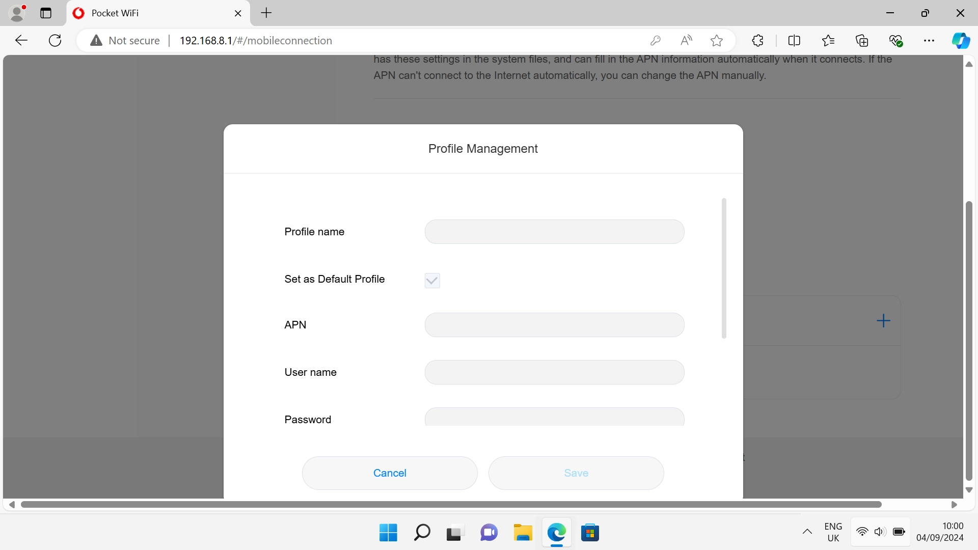 Guide for the Vodafone Pocket WiFi 4 4G - Set up your router for ...